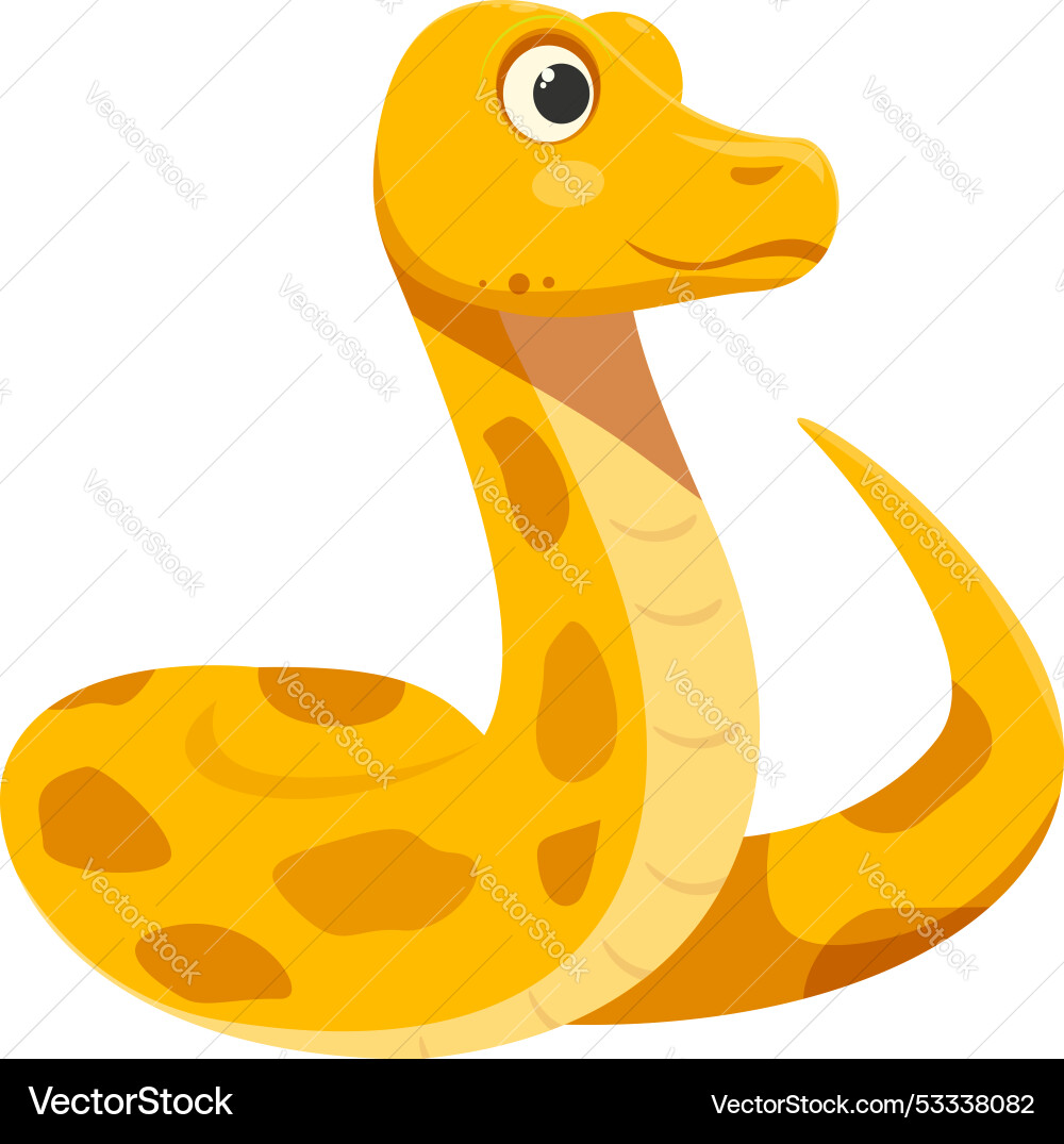 Cute yellow snake posing on white background Vector Image