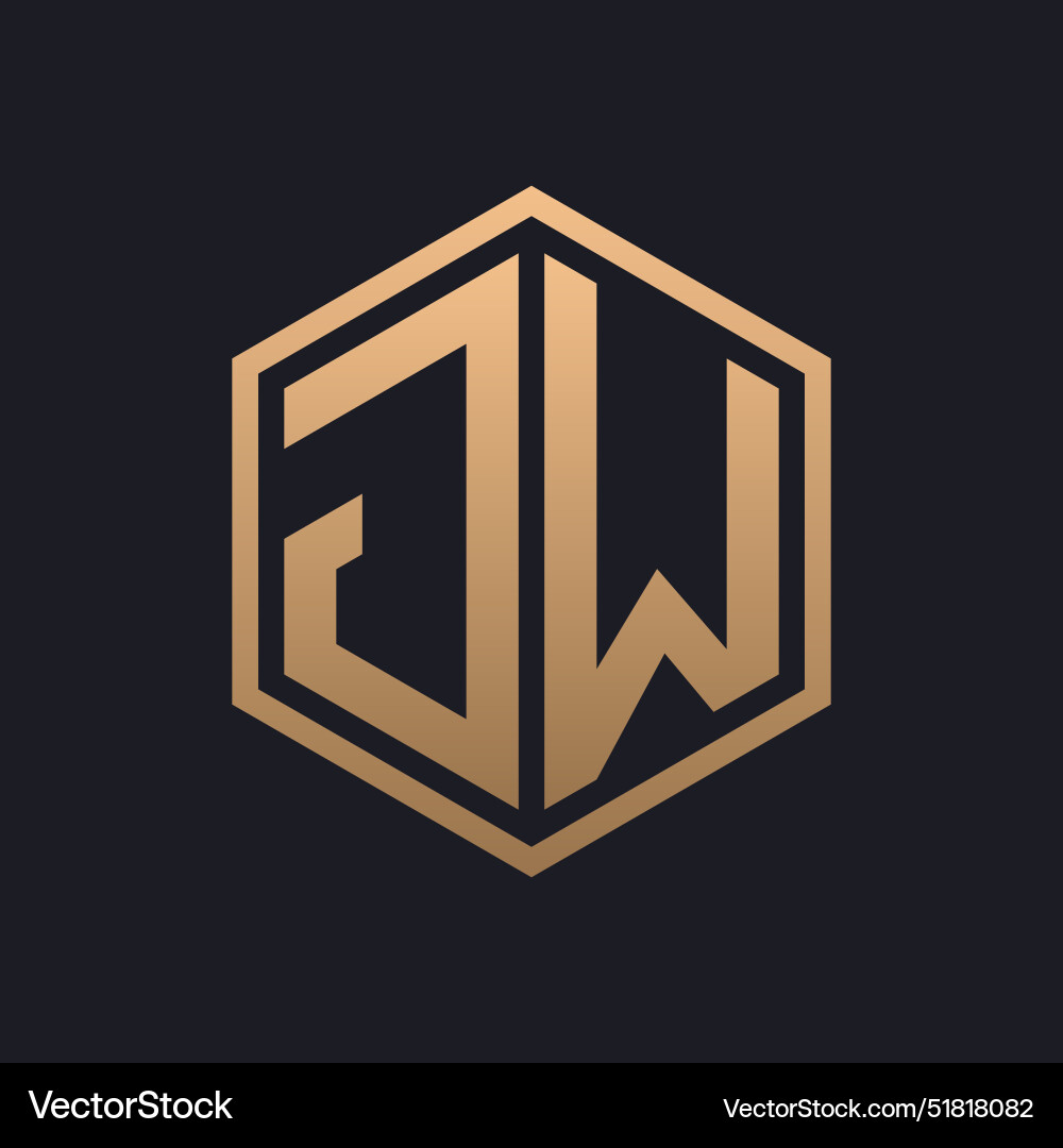 Elegant hexagon letter jw logo design initial Vector Image