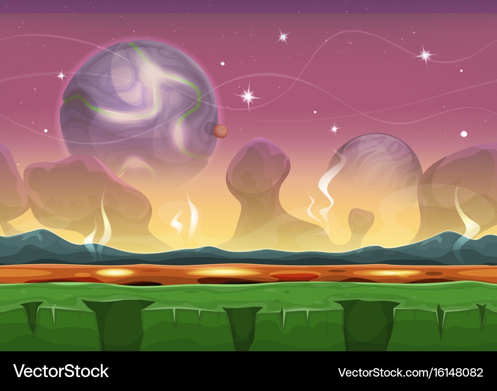Fantasy sci-fi alien landscape for ui game Vector Image