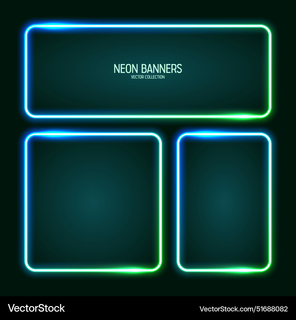 Glowing neon banners illuminated colorful square Vector Image