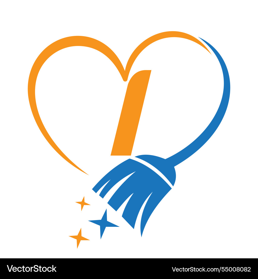 Initial letter i house clean logo concept Vector Image