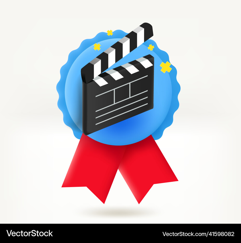 Movie clap 3d insignia Royalty Free Vector Image