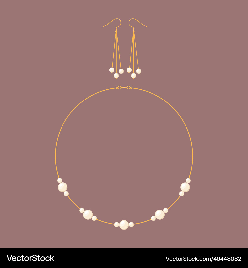 Pearl necklace and earrings Royalty Free Vector Image
