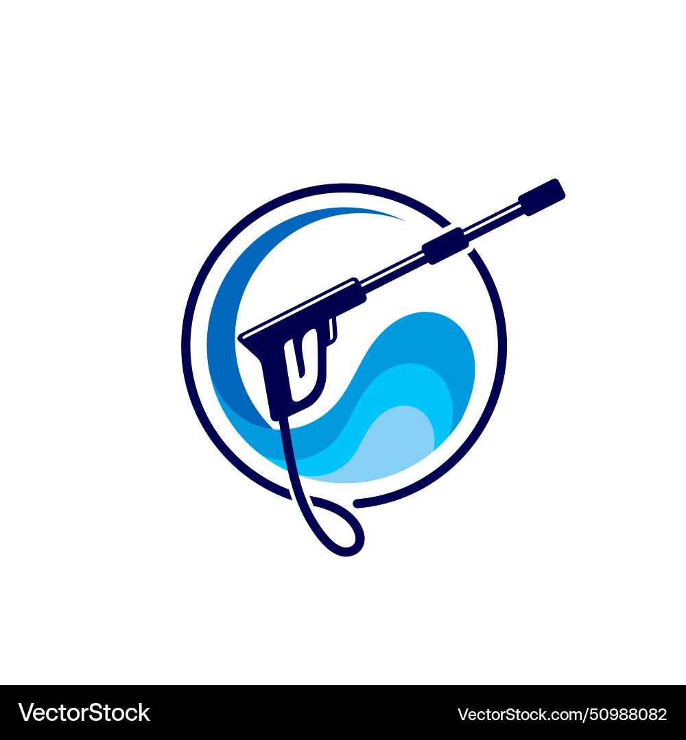 Power wash logo with ocean concept Royalty Free Vector Image