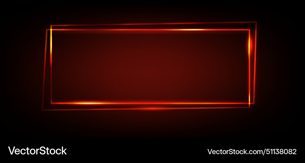 Red neon rectangle frame banner with light glow Vector Image
