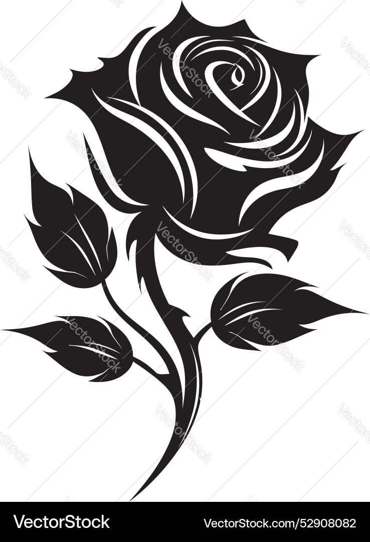 Simplistic rose silhouette black emblem icon Vector Image