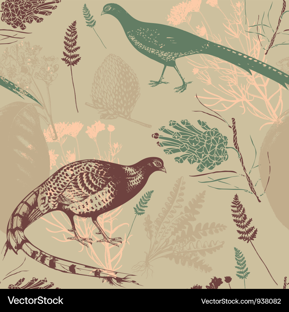 Vintage bird wilderness pattern Royalty Free Vector Image