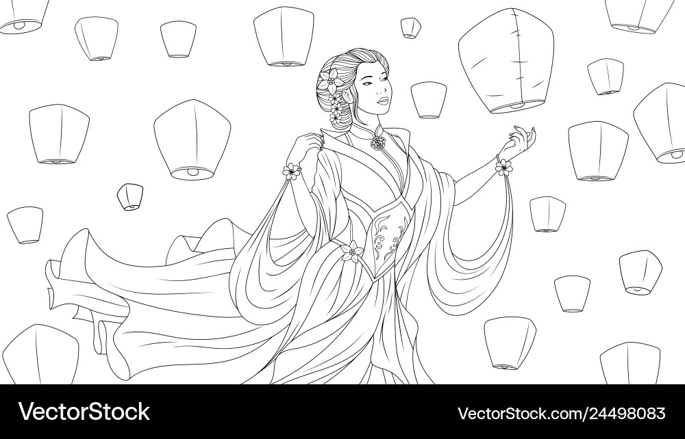 Beautiful japanese girl Royalty Free Vector Image