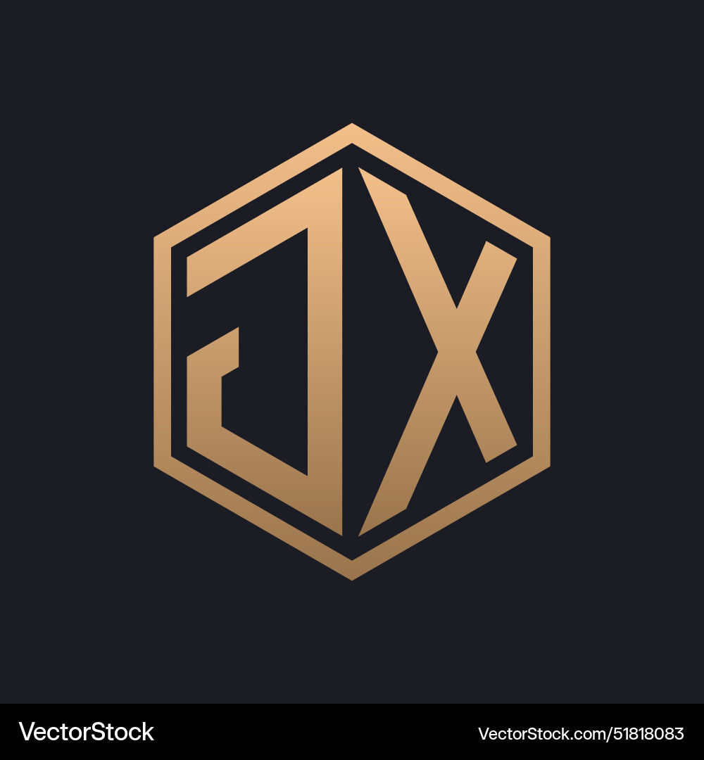 Elegant hexagon letter jx logo design initial Vector Image