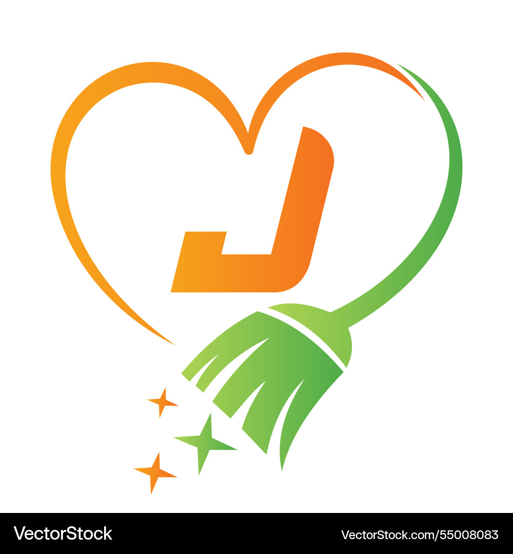 Initial letter j house clean logo concept Vector Image