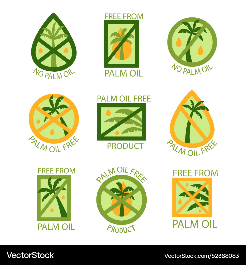 Palm oil sign collection Royalty Free Vector Image