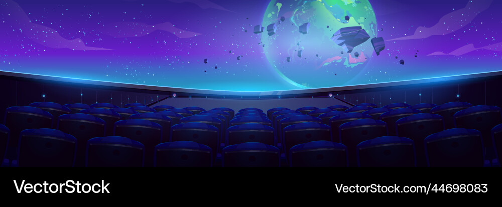 Planetarium interior with huge spherical display Vector Image