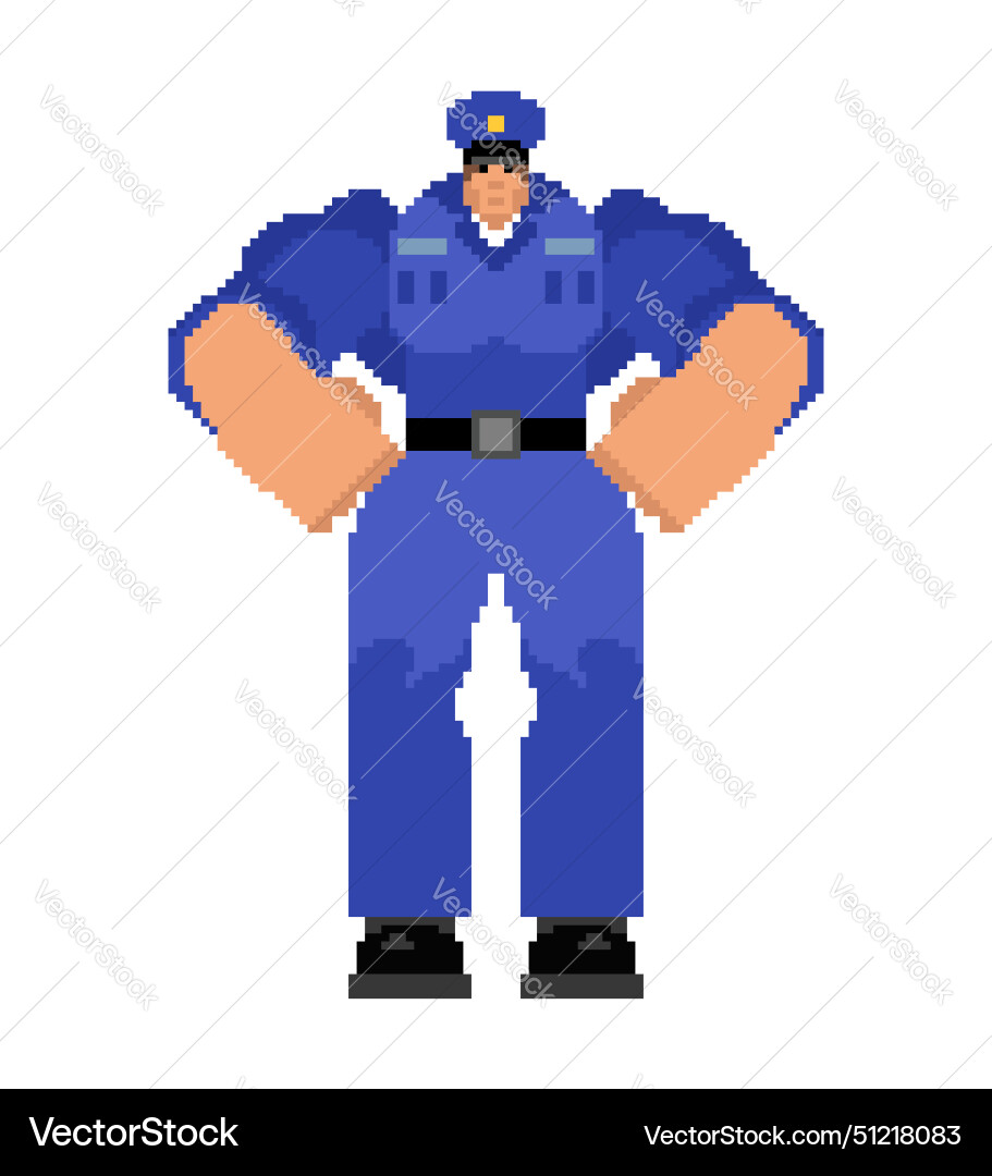 Police officer pixel art pixelated policeman 8 Vector Image