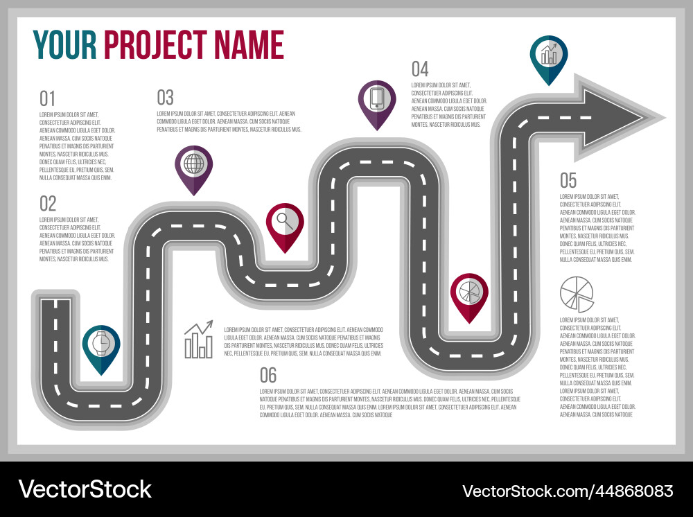Road Timeline Infographic Project Royalty Free Vector Image