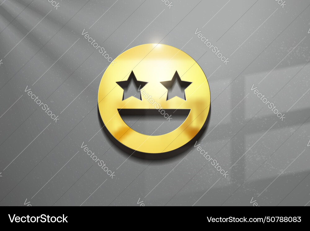 Smile emoticon 3d logo design shiny mockup Vector Image