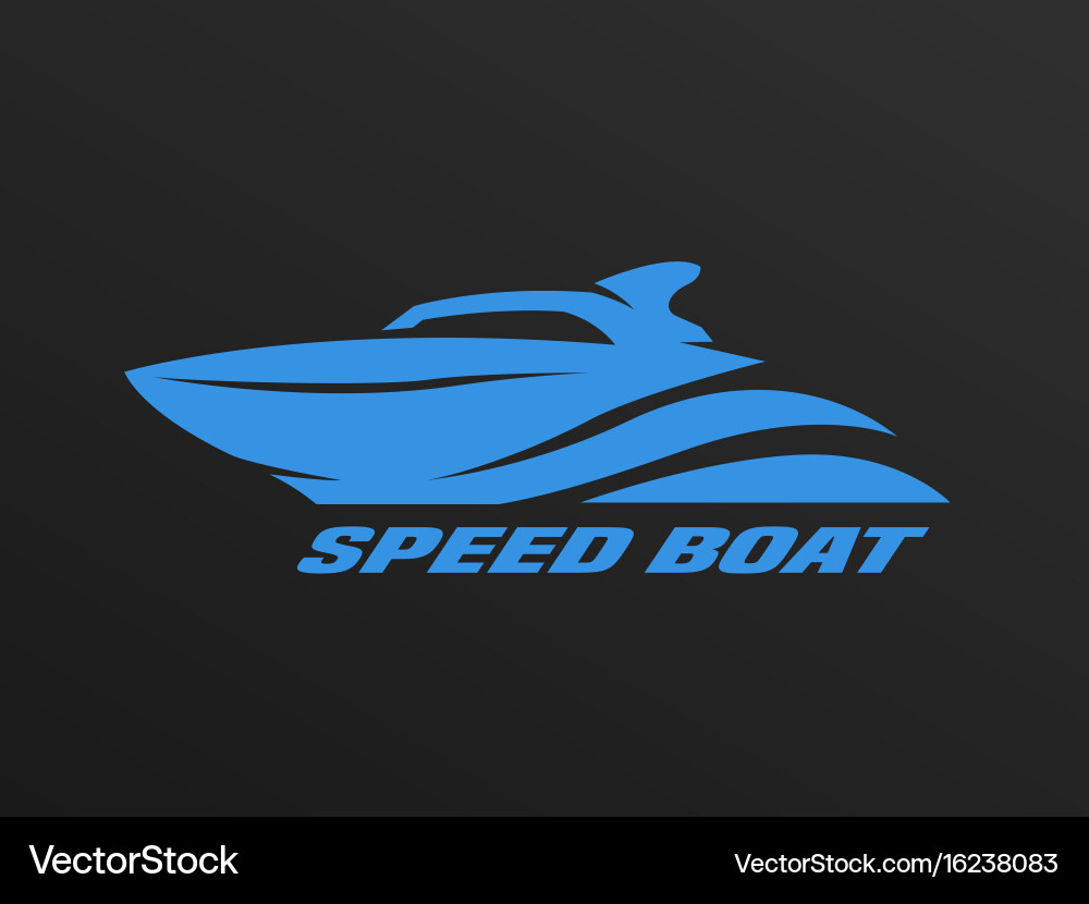Speed boat logo on a dark background Royalty Free Vector