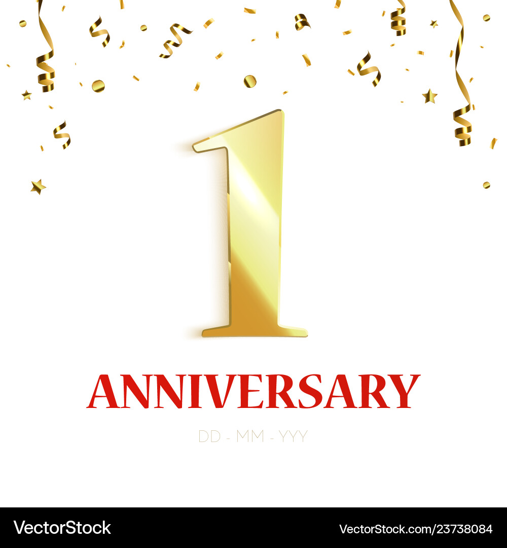 Anniversary background design with gold confetti Vector Image