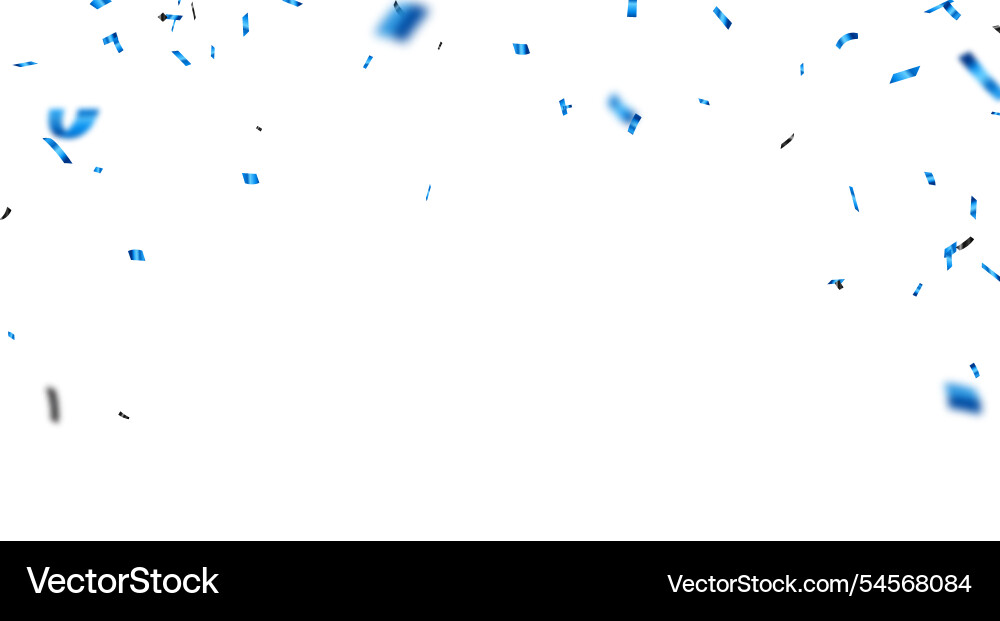 Blue confetti and ribbon isolated on transparent Vector Image
