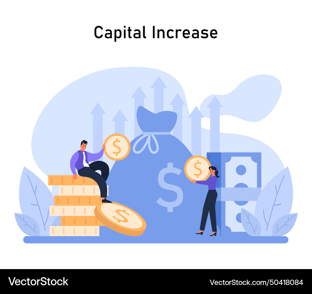 Capital increase concept demonstrating strategies Vector Image
