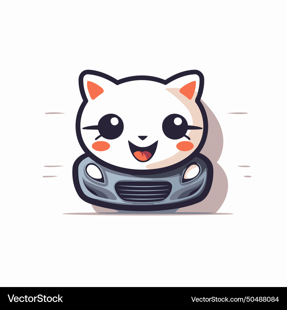 Cute kawaii cat driving a car Royalty Free Vector Image