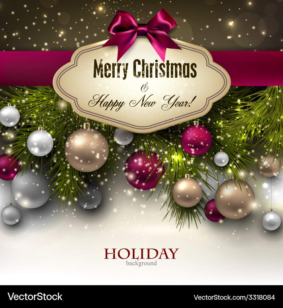 Gorgeous christmas gift card with ribbon Vector Image
