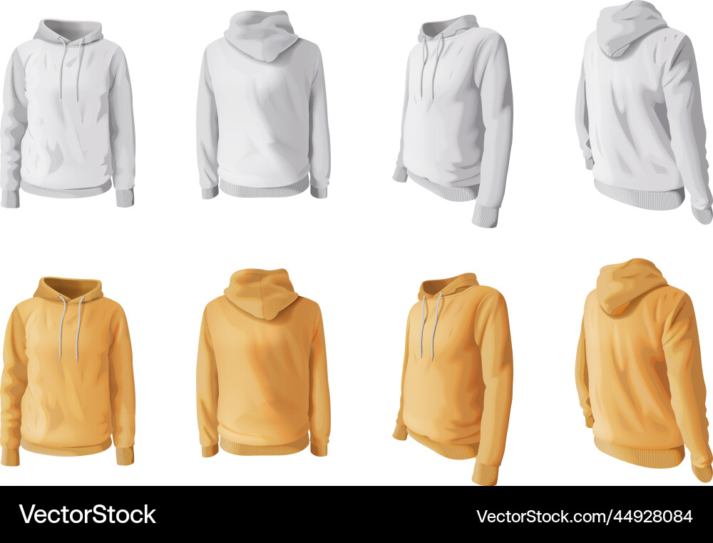 Hoodie realistic set Royalty Free Vector Image