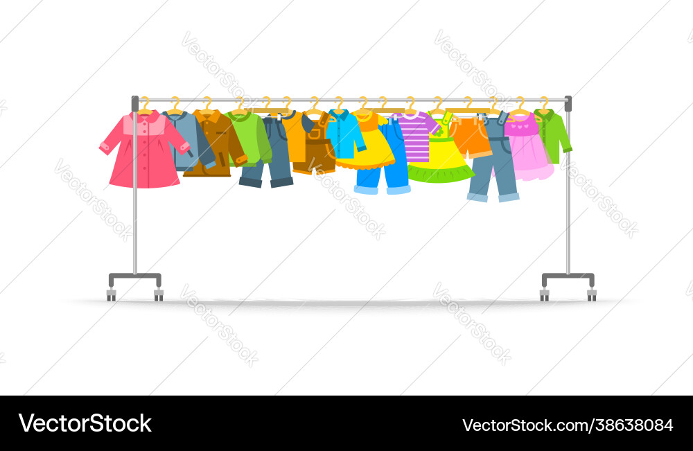 Kids Clothes Hanger Rack Royalty Free Vector Image