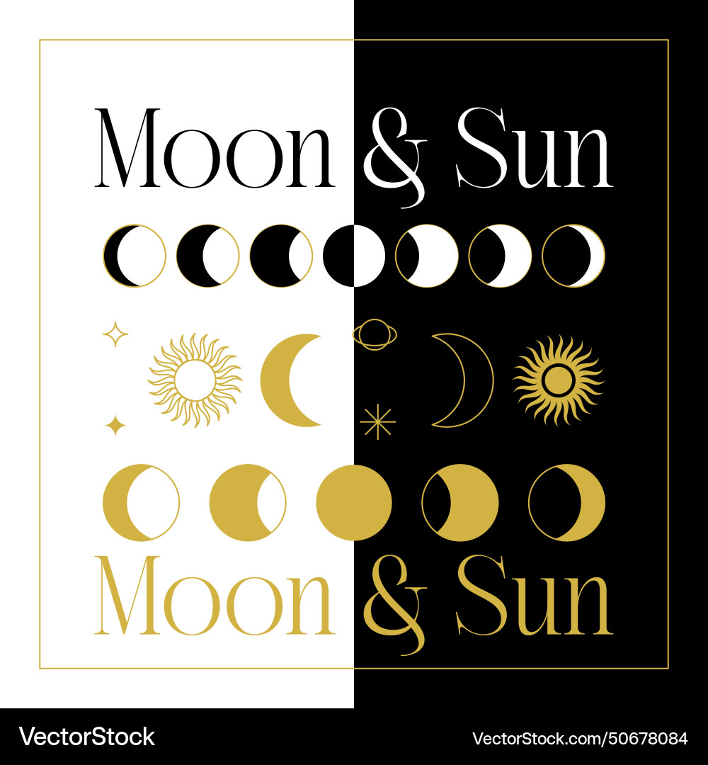 Moon phases sun Royalty Free Vector Image - VectorStock