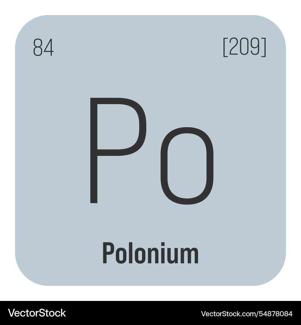 Polonium po periodic table element Royalty Free Vector Image