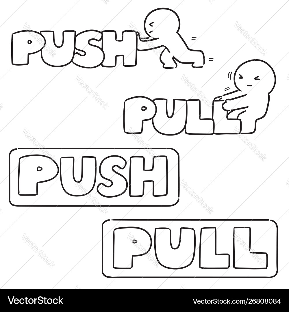 Push and Pull Sign Symbols Royalty Free Vector Image