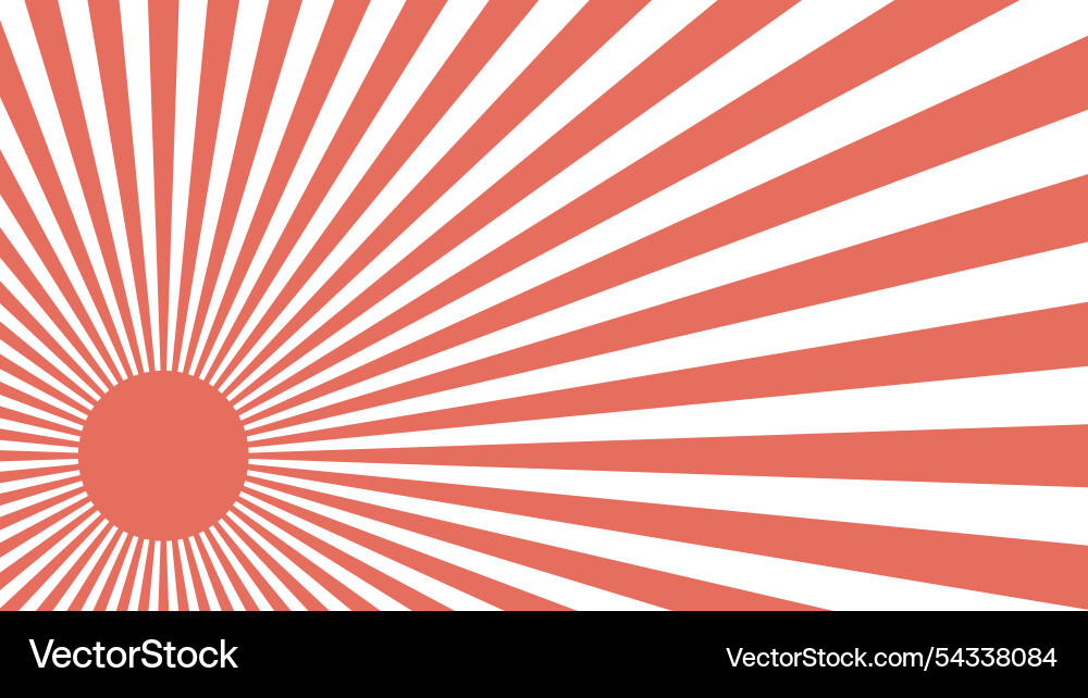 Retro background rising red sun rays asian flag Vector Image