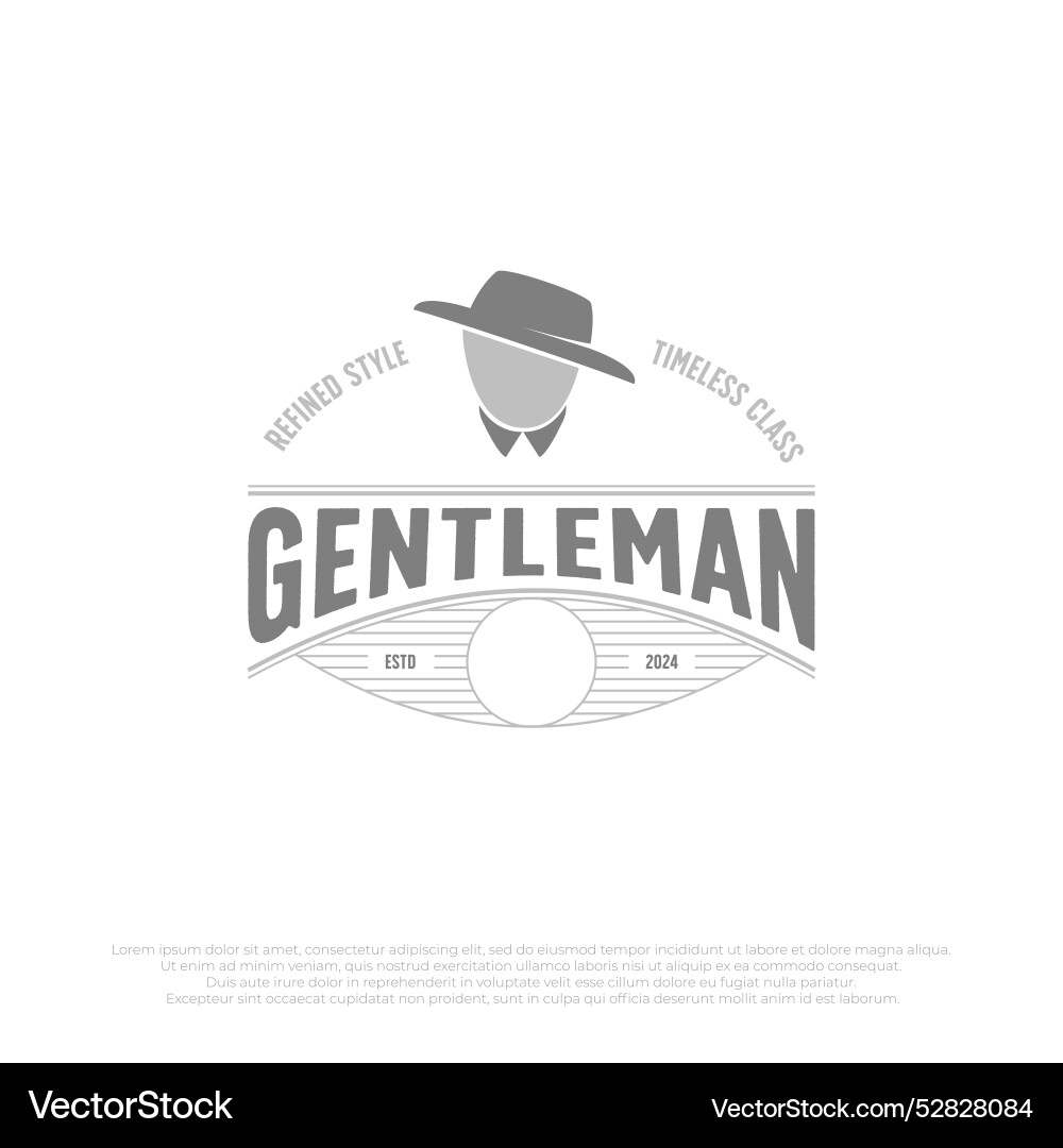 Simple gentleman badge logo template mafia Vector Image