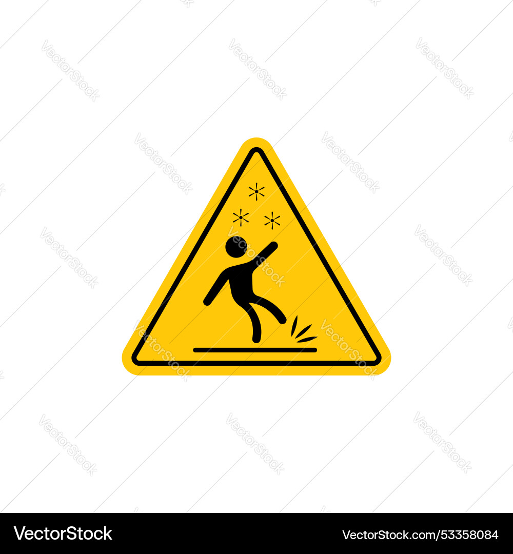 Slippery ice sign icon set caution Royalty Free Vector Image