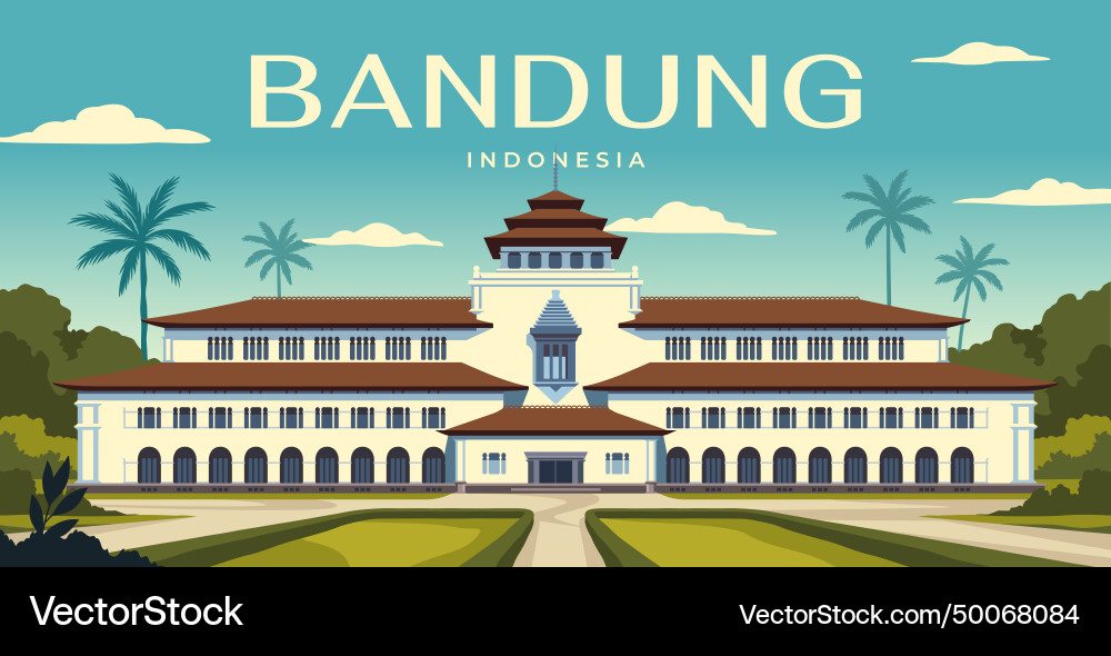 Travel to bandung poster Royalty Free Vector Image