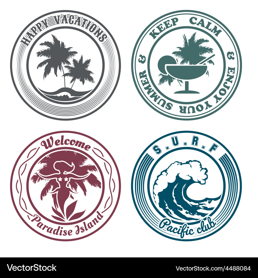 Tropical Summer Stamps Royalty Free Vector Image