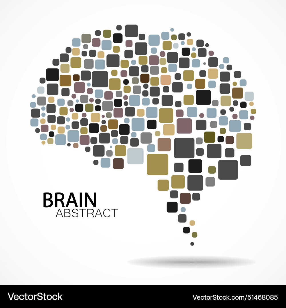 Abstract brain of squares on white background Vector Image