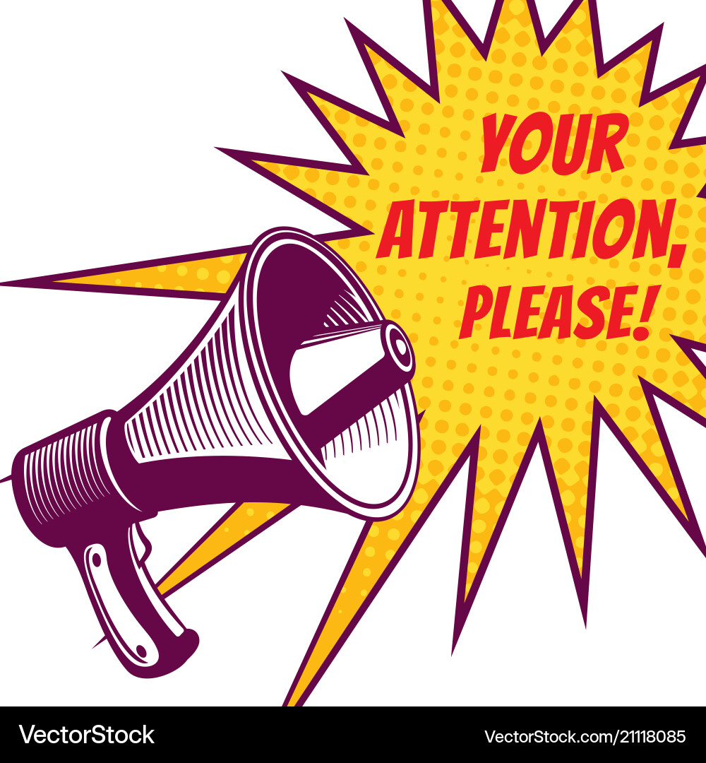 Attention please symbols with megaphone Royalty Free Vector