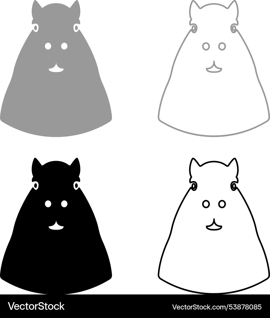 Capybara head set icon grey black color image Vector Image