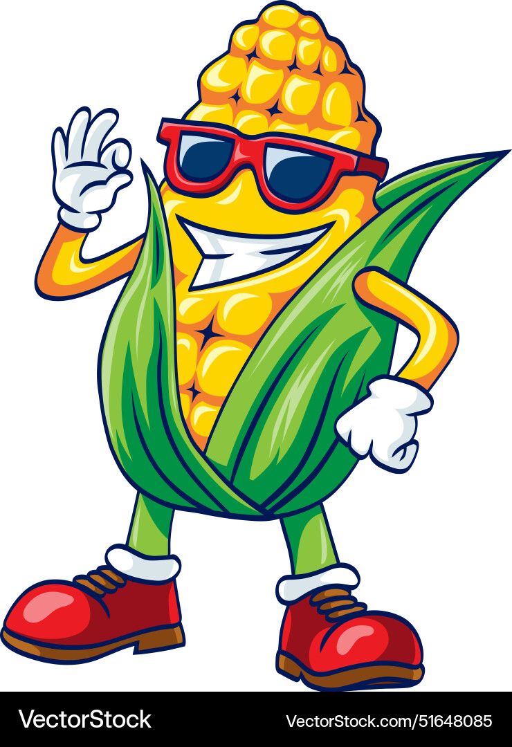 Corn cartoon mascot character design cool Vector Image