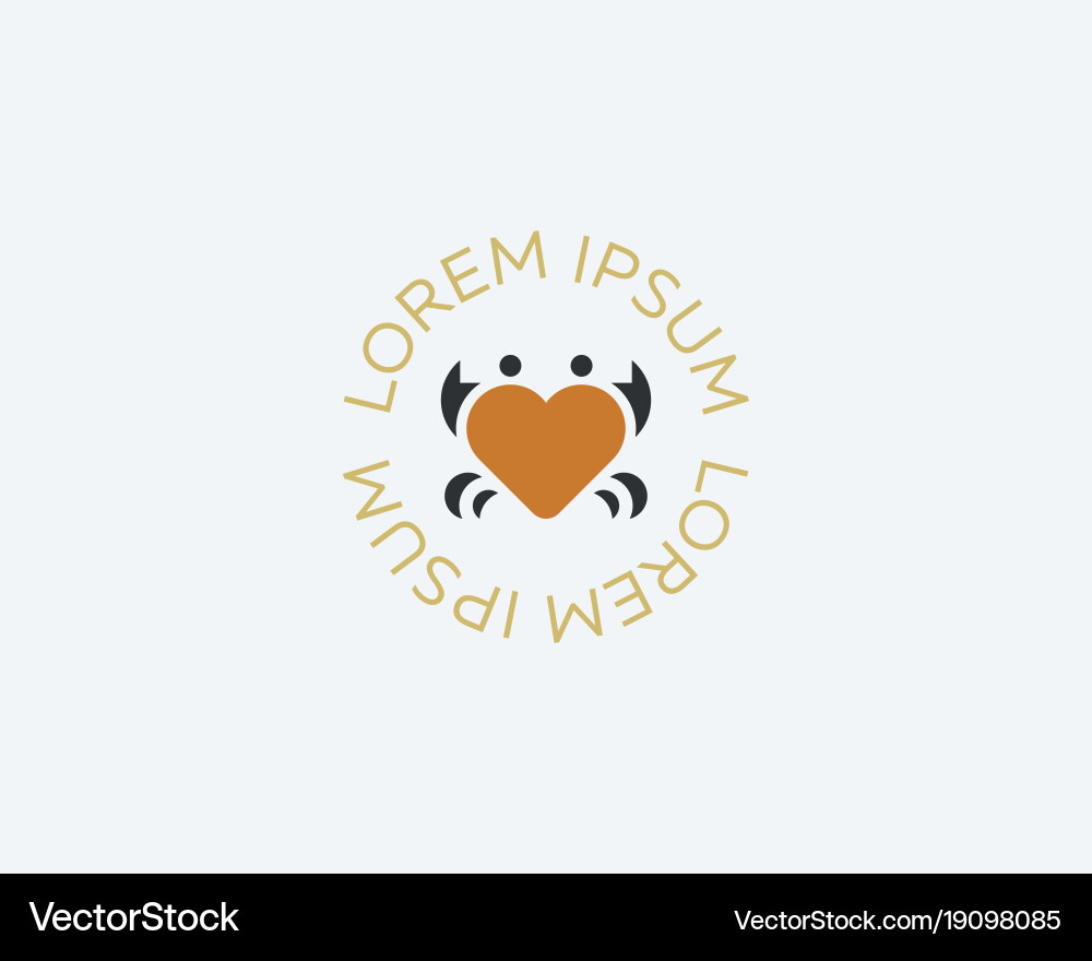 Crab heart idea logotype seafood love Royalty Free Vector