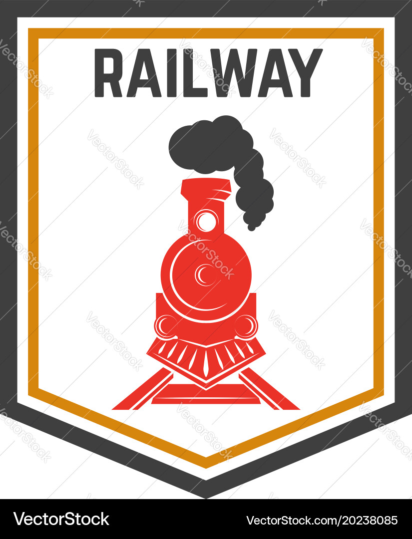 Emblem template with retro train rail road Vector Image