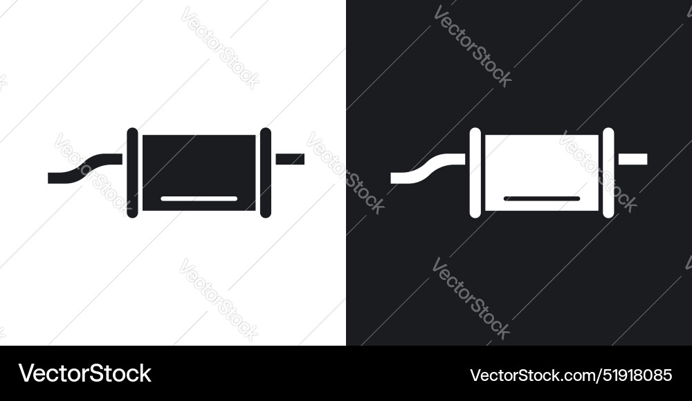 Exhaust pipe icon set in solid black and white Vector Image