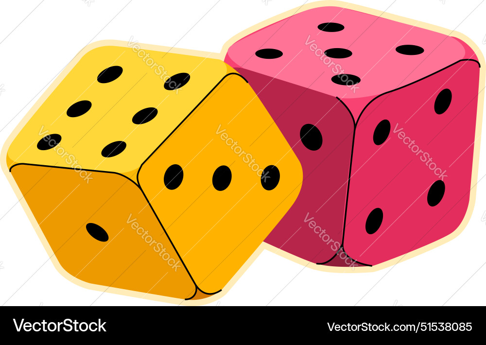 Image of two vividly colored dice yellow Vector Image