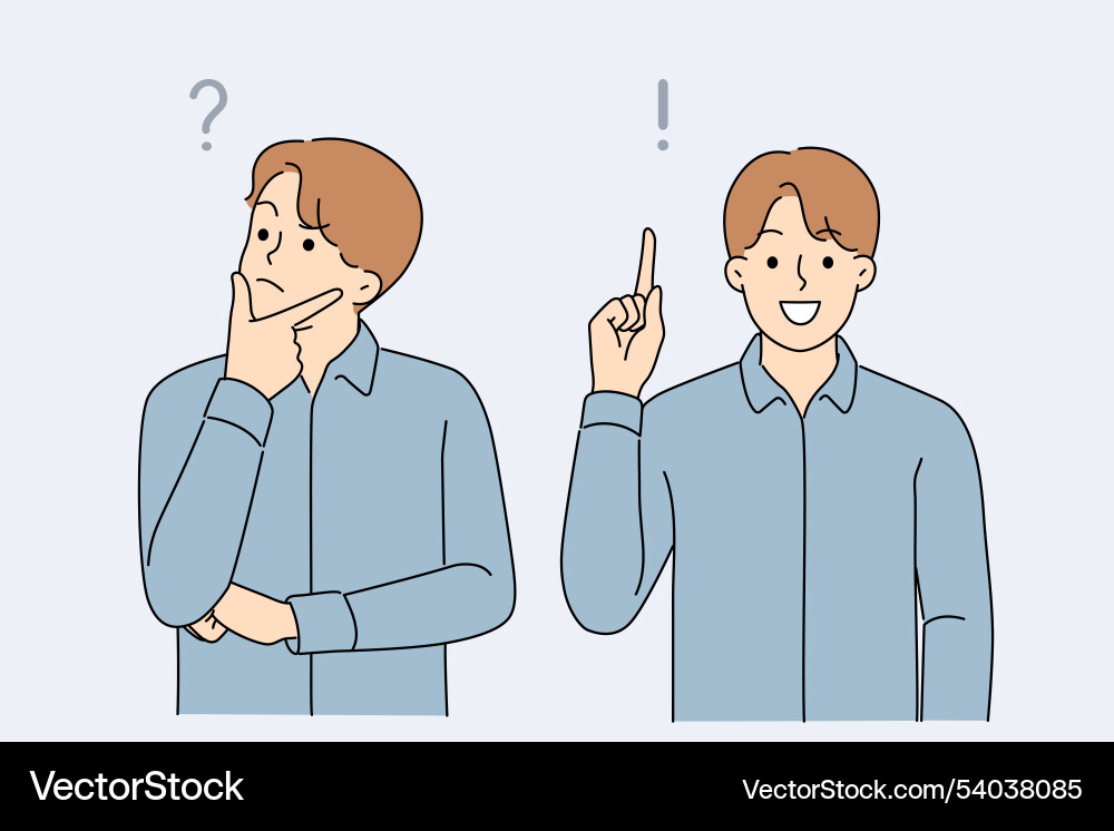 Man searches for answer to question and finds Vector Image
