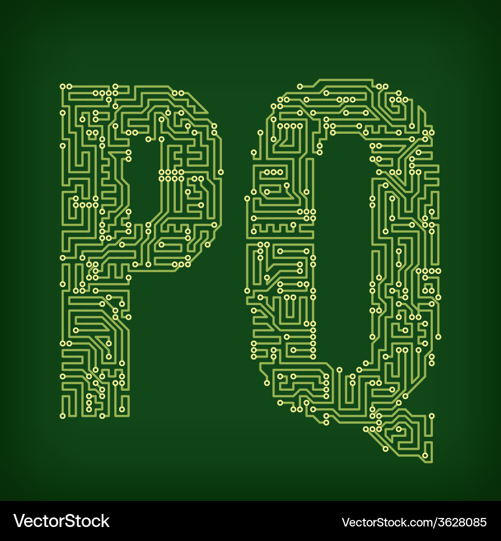 Pcb letter and digits Royalty Free Vector Image