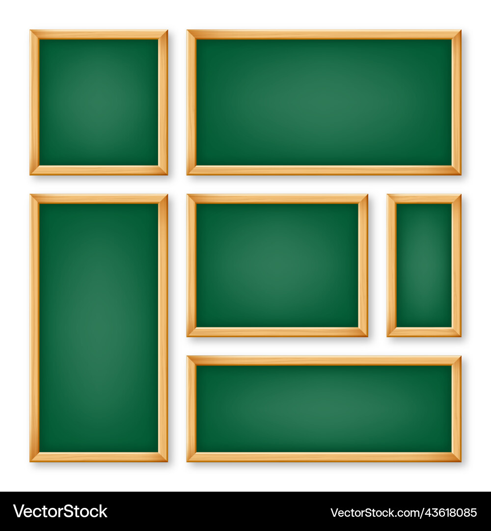 Realistic various chalkboards in a wooden frame Vector Image