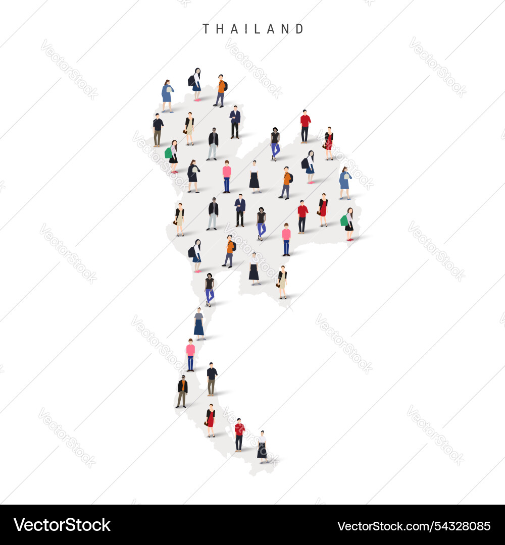 Thailand population map large group of people Vector Image