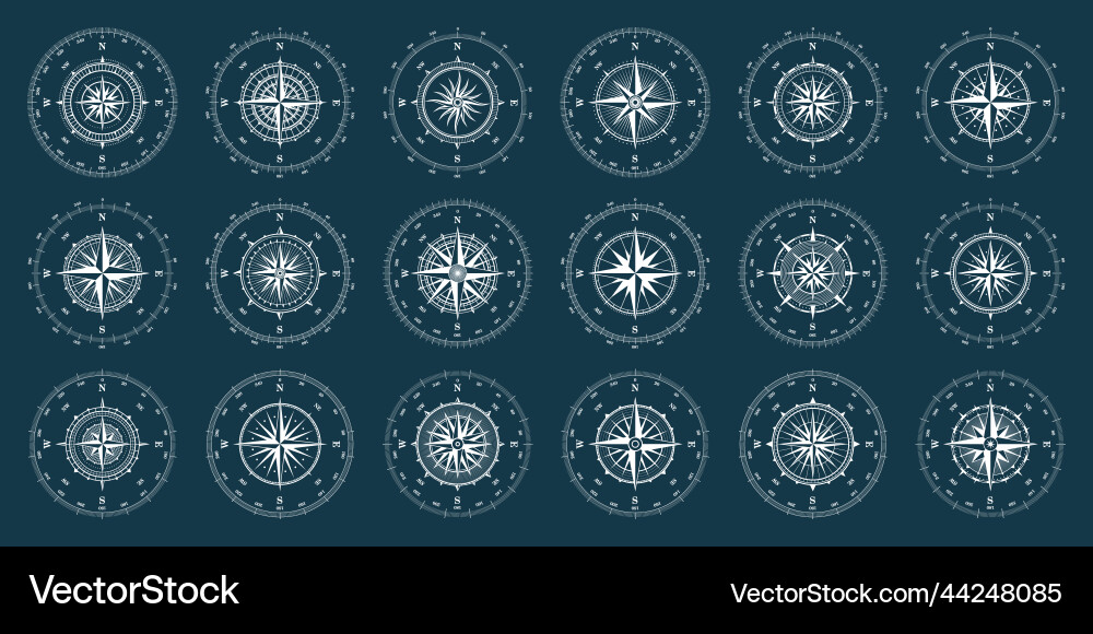 Vintage marine wind rose nautical chart Royalty Free Vector