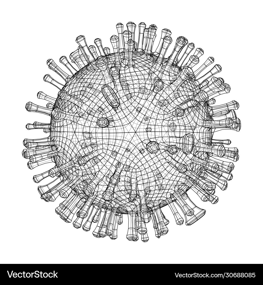 Wire-frame model a virus Royalty Free Vector Image