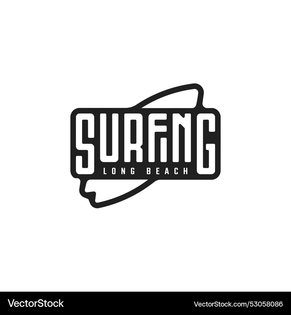 A sticker of surfing Royalty Free Vector Image